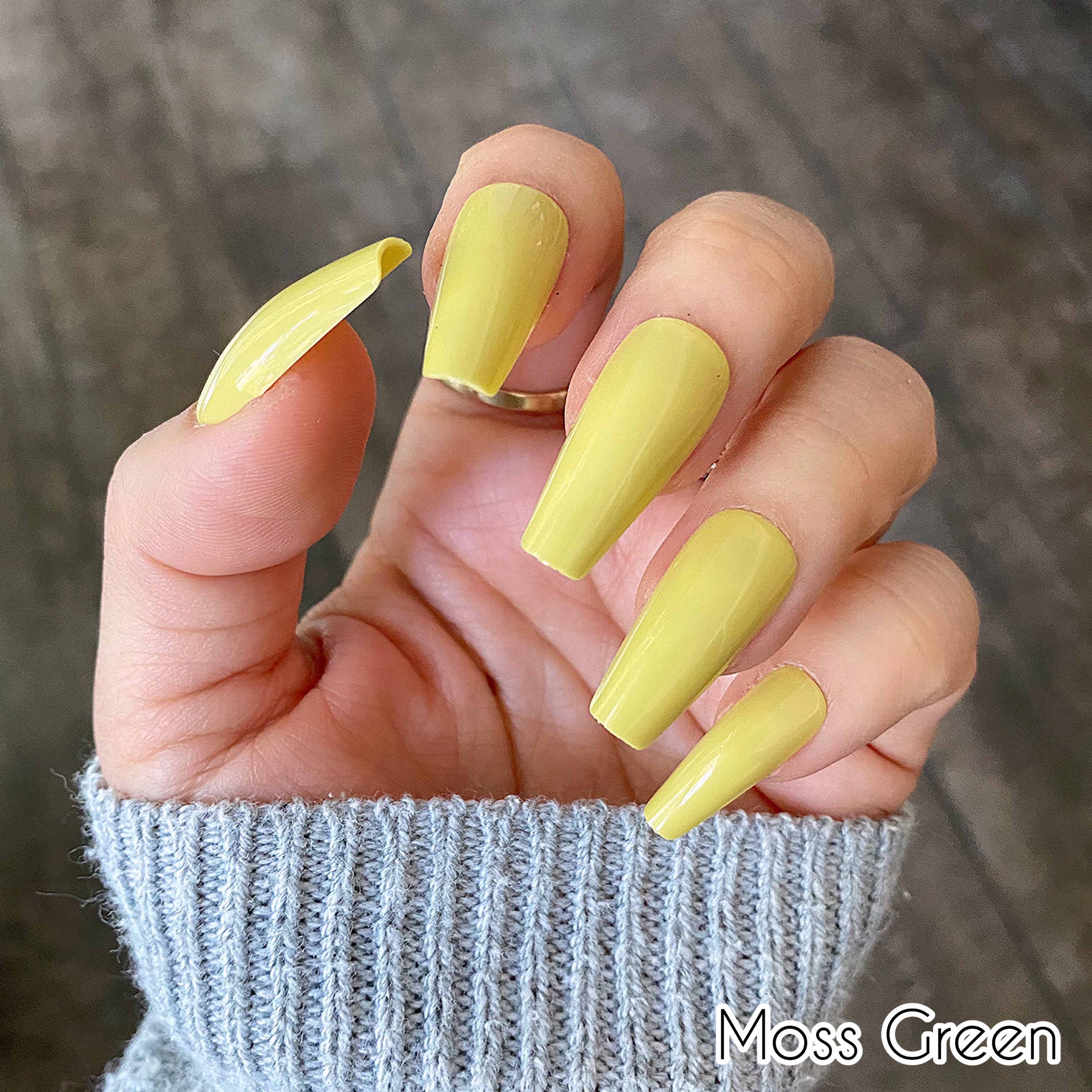 Solid Color Medium Length Coffin Press On Nails | The Nailest