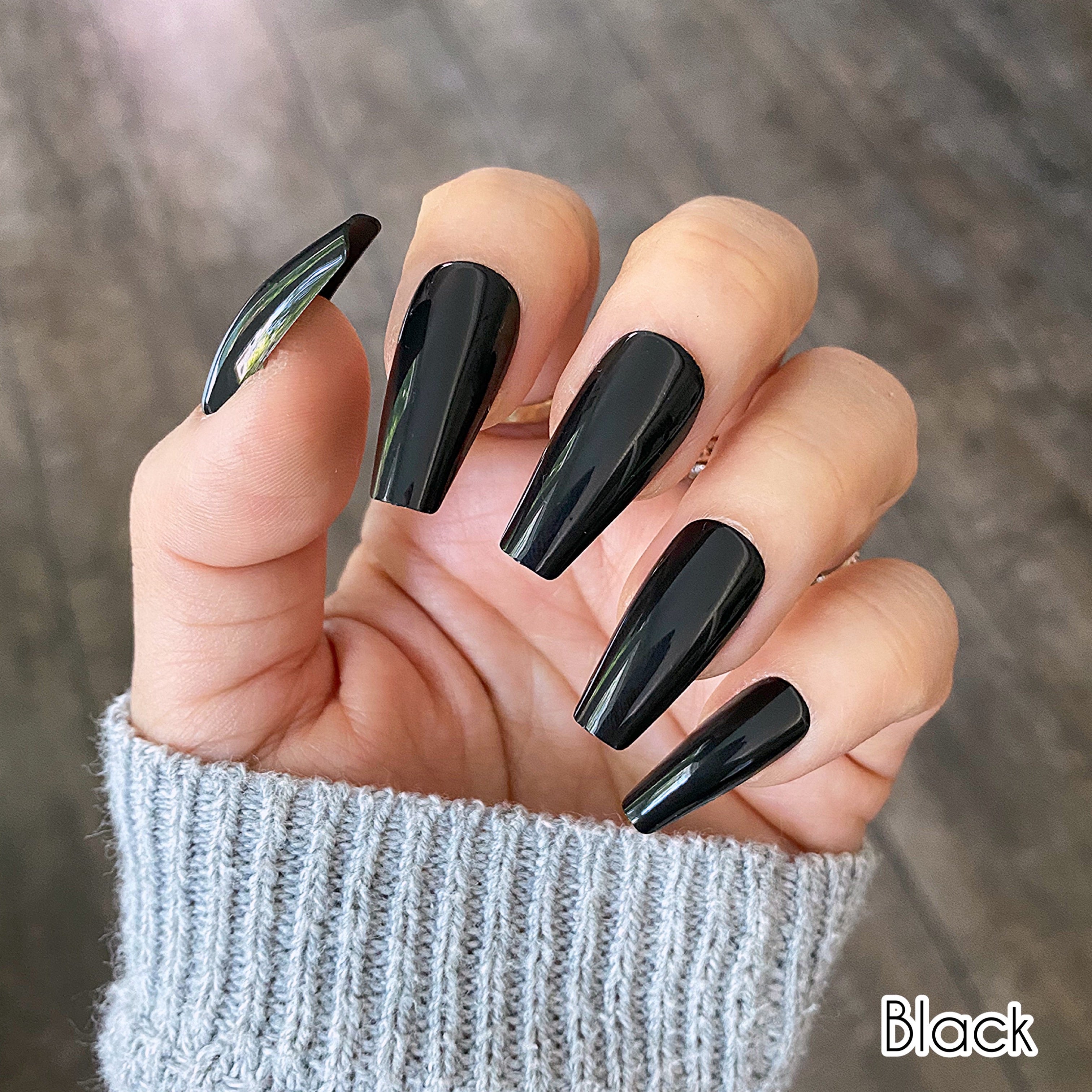 Solid Color Medium Length Coffin Press On Nails | The Nailest