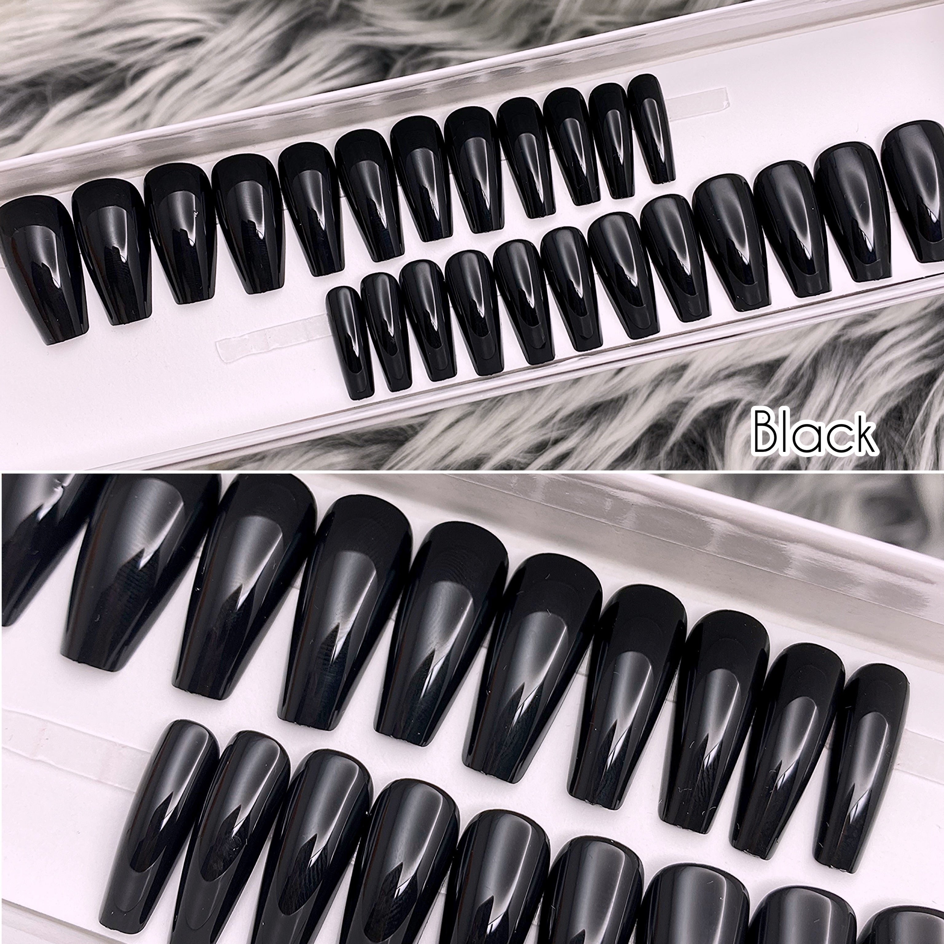 Solid Color Medium Length Coffin Press On Nails | The Nailest