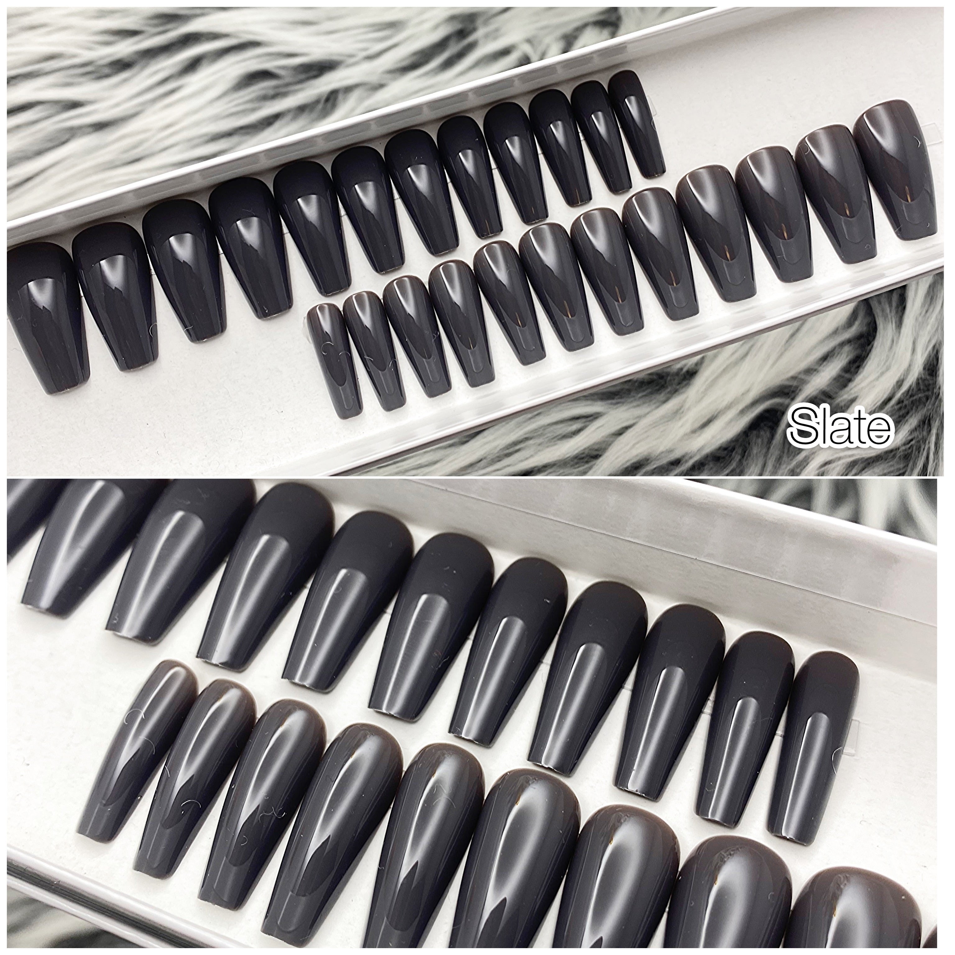 Solid Color Medium Length Coffin Press On Nails | The Nailest