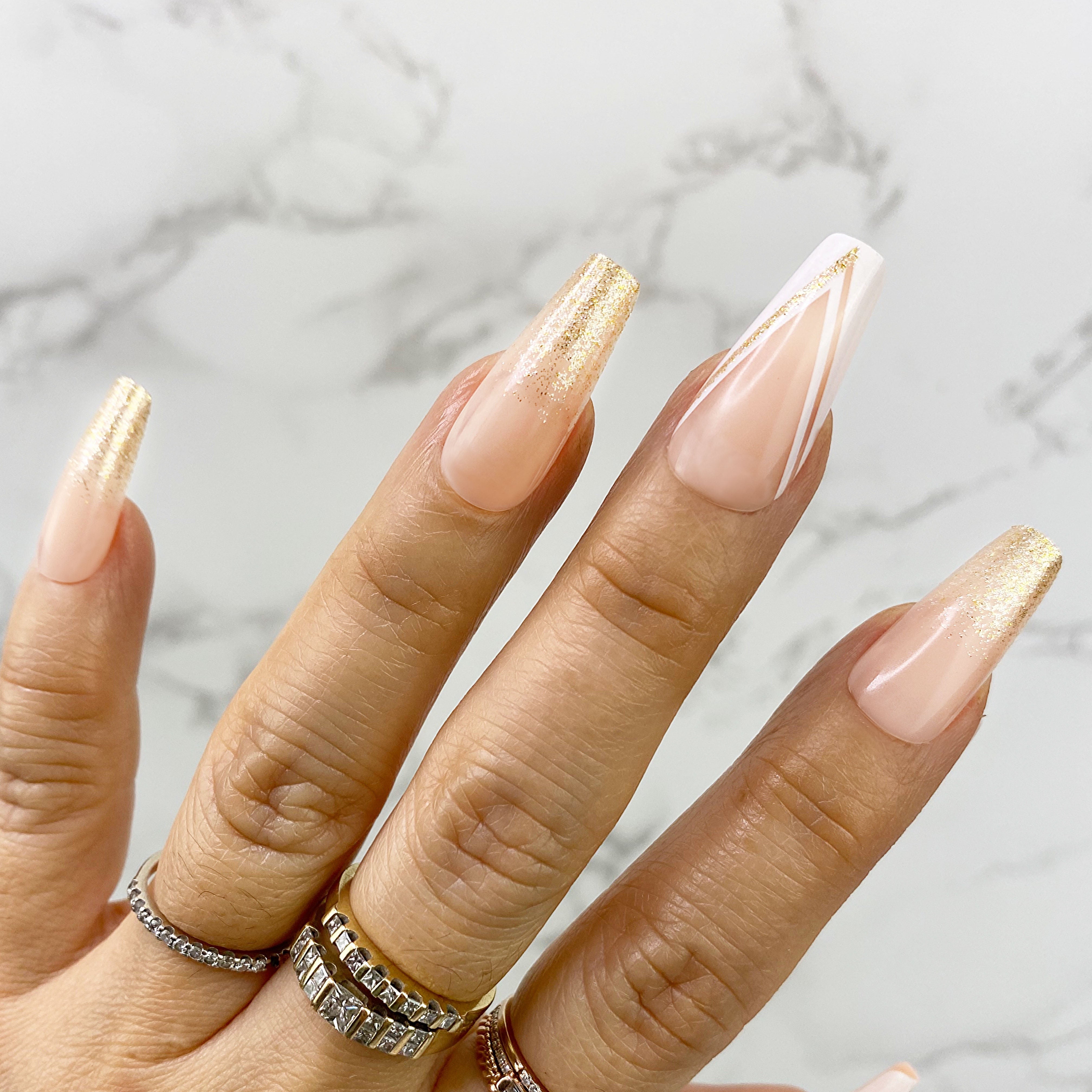 Instant Glam- Miss Val- Medium Coffin Press On Press On Nail Set