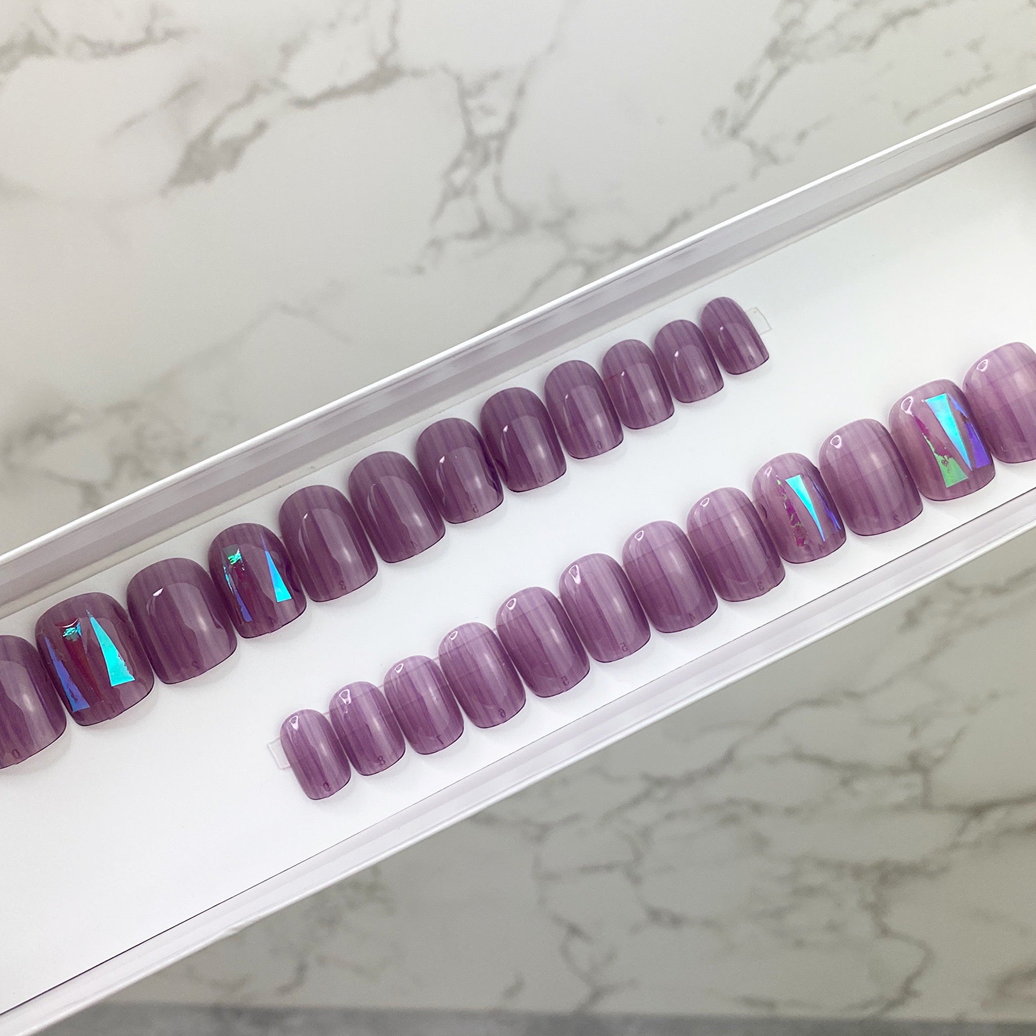 Short Square Sheer Purple Nails | The Nailest